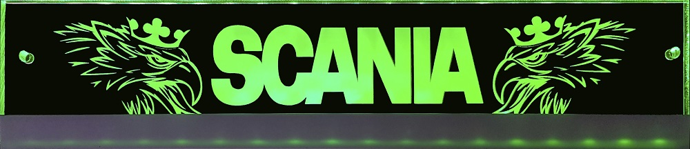 SCANIA Schild LED mit SCANIA Greif Logo lasergraviert